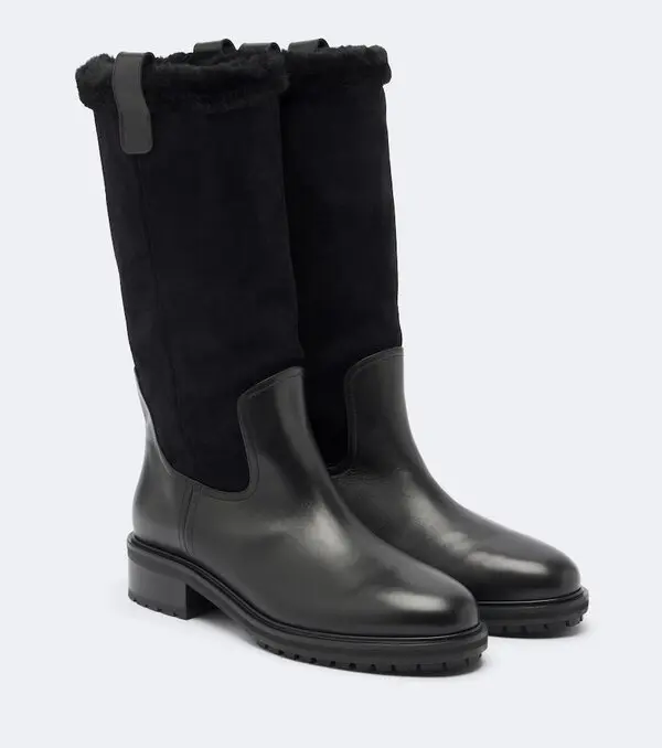 AeydĒ Theo Leather And Suede Knee-high Boots - Black