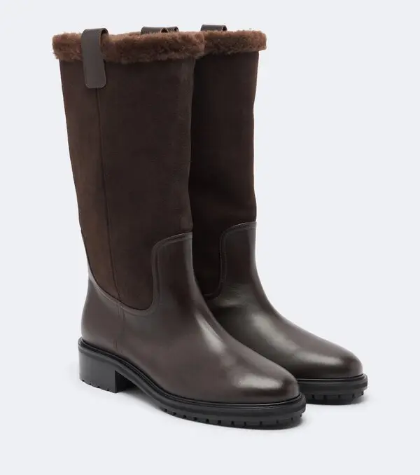 AeydĒ Theo Leather And Suede Knee-high Boots - Brown
