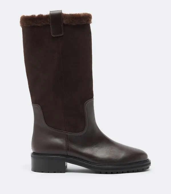 AeydĒ Theo Leather And Suede Knee-high Boots - Brown