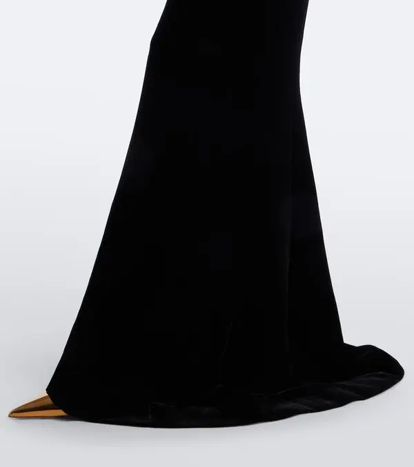 Elie Saab Bow-detail Silk-blend Velvet Gown