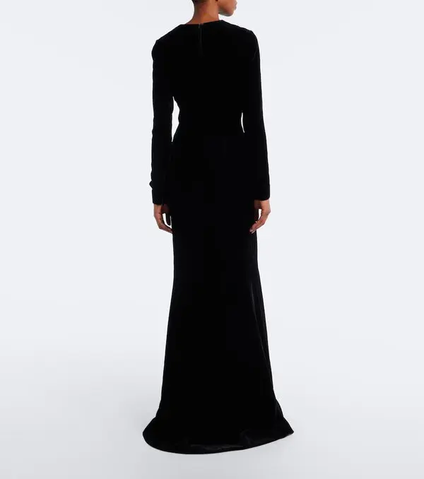 Elie Saab Bow-detail Silk-blend Velvet Gown