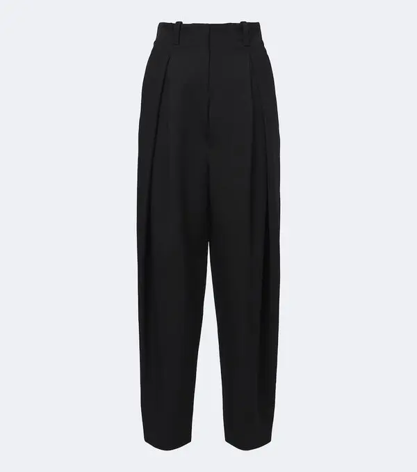 Givenchy Pinch Pleated Wool Wide-leg Pants - Black