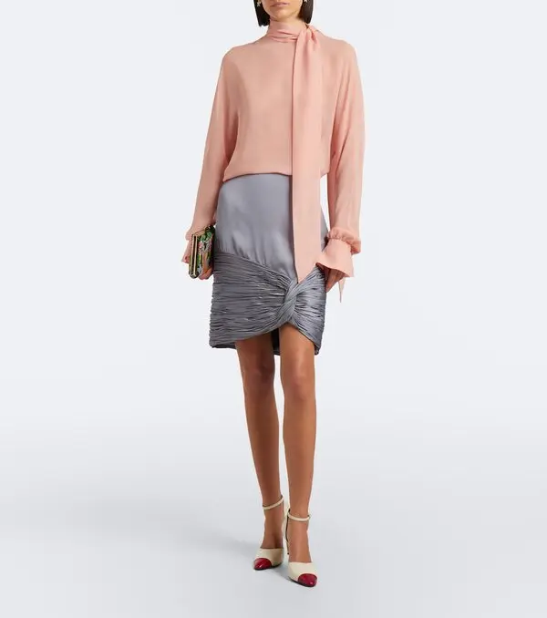 Valentino Garavani Plissé Cady Satin Miniskirt