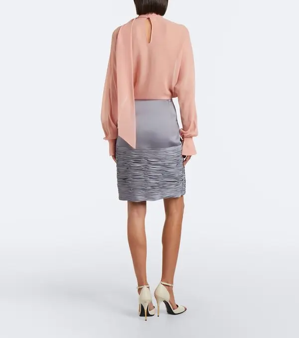 Valentino Garavani Plissé Cady Satin Miniskirt