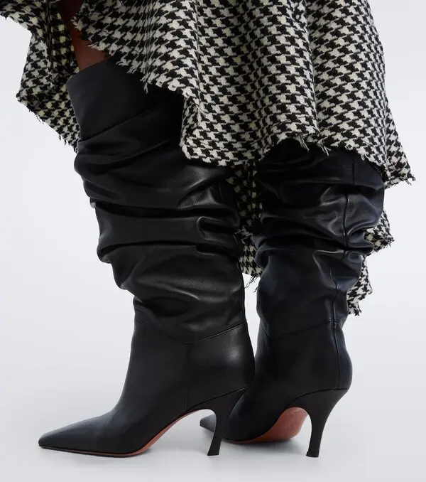 Amina Muaddi Jamie Leather Knee-high Boots