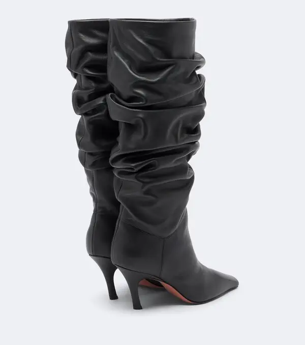 Amina Muaddi Jamie Leather Knee-high Boots