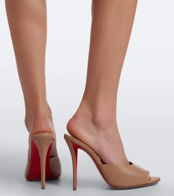 CHRISTIAN LOUBOUTIN Miss Z Leather Mules - Beige