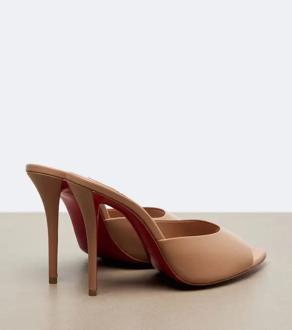CHRISTIAN LOUBOUTIN Miss Z Leather Mules - Beige