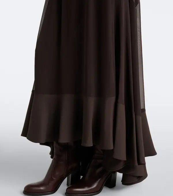 Etro Printed Ruffled Silk Twill Maxi Skirt