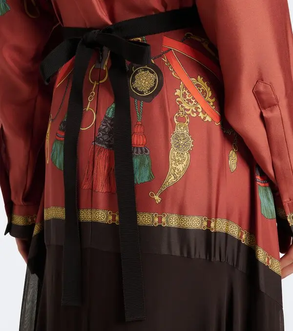Etro Printed Ruffled Silk Twill Maxi Skirt