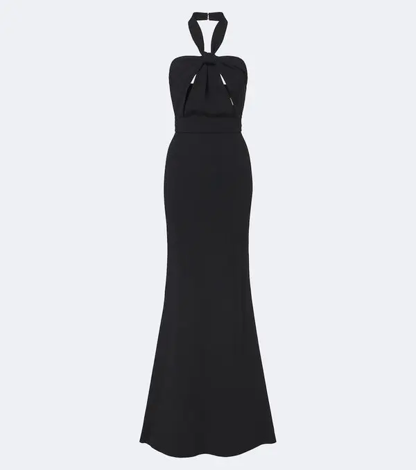 Elie Saab Crêpe Halterneck Gown - Black
