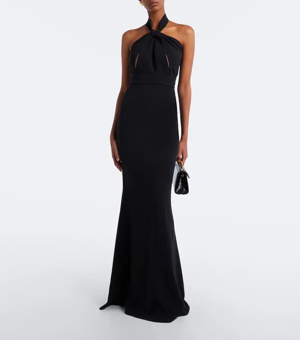 Elie Saab Crêpe Halterneck Gown - Black
