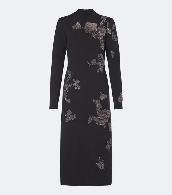 Oscar De La Renta Beaded Wool-blend Sweater Dress