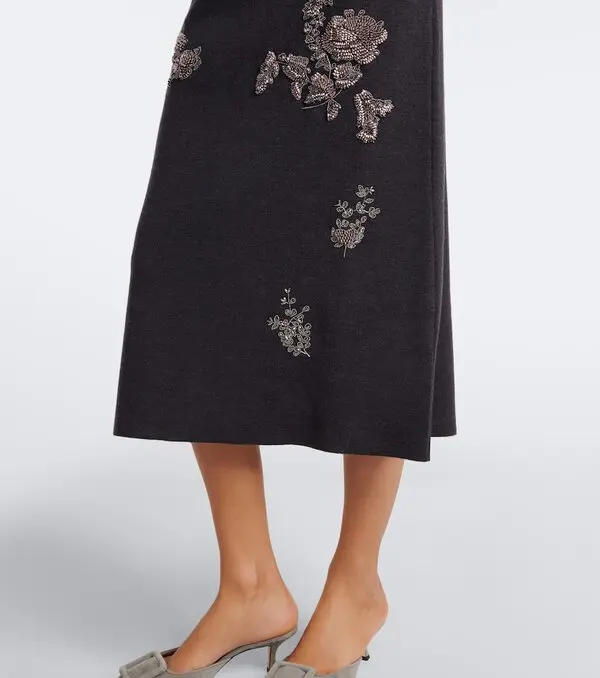 Oscar De La Renta Beaded Wool-blend Sweater Dress
