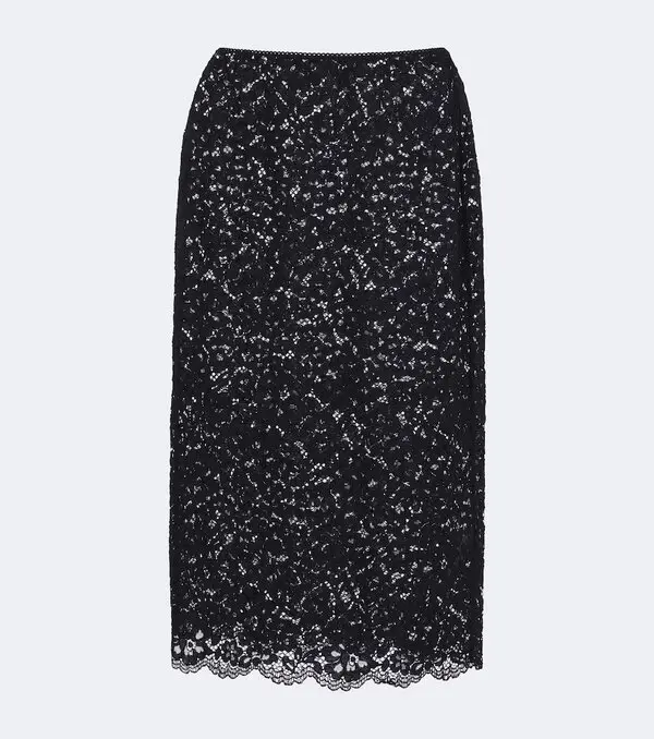 DÔEN Nandette Sheer Lace Midi Skirt - Black
