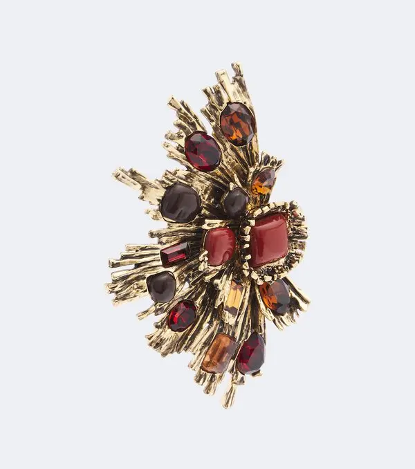Saint Laurent Sunrise Embellished Clip-on Earrings