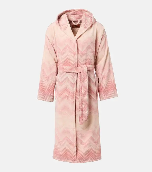 Missoni Marea Chevron Cotton Terry Bathrobe - Pink