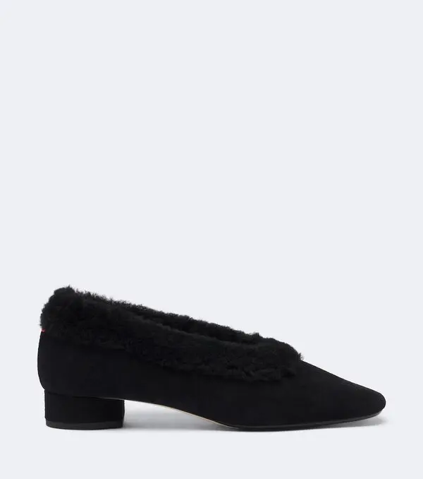 AeydĒ Delia Shearling-lined Suede Ballet Flats - Black