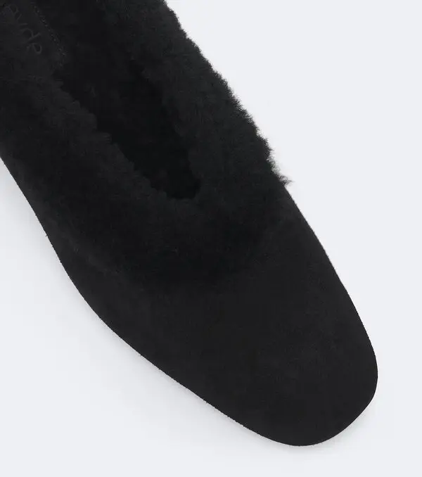 AeydĒ Delia Shearling-lined Suede Ballet Flats - Black