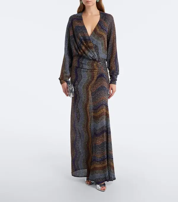 Missoni Draped Printed Lamé Gown