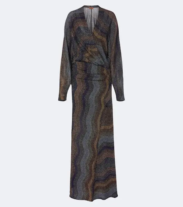 Missoni Draped Printed Lamé Gown - Multicoloured
