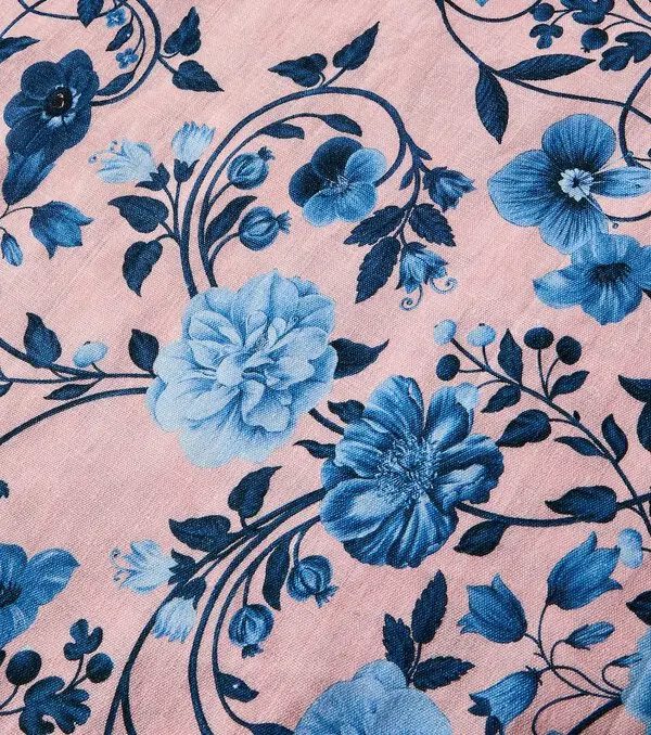 La DoubleJ Botticelli Large Floral Linen Tablecloth - Blue