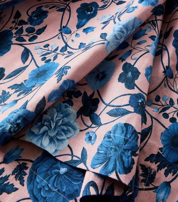 La DoubleJ Botticelli Large Floral Linen Tablecloth - Blue
