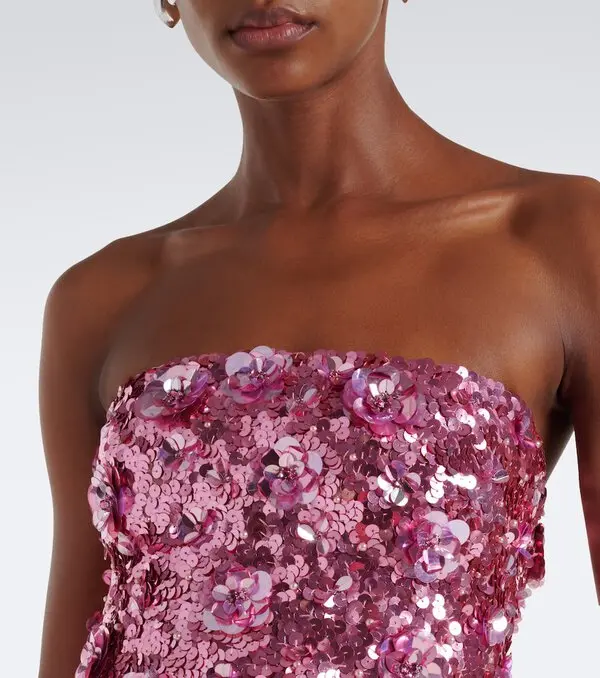 Retrofete Sylpha Bow-detail Sequined Bustier Gown