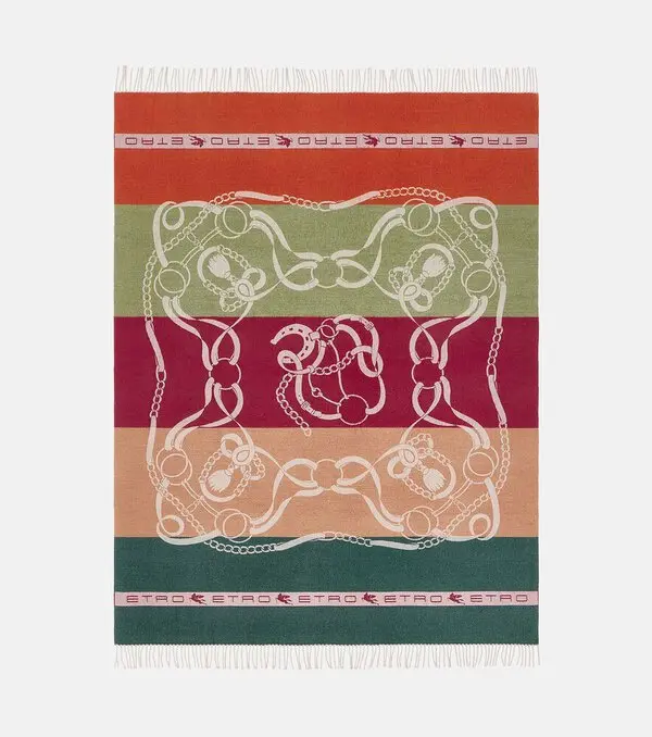 Etro Fringe-trimmed Wool Jacquard Throw - Red