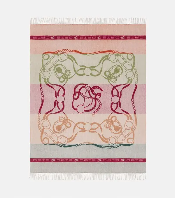 Etro Fringe-trimmed Wool Jacquard Throw - Red