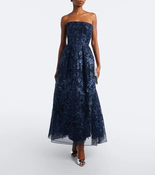 Elie Saab Sequined Lace Bustier Gown