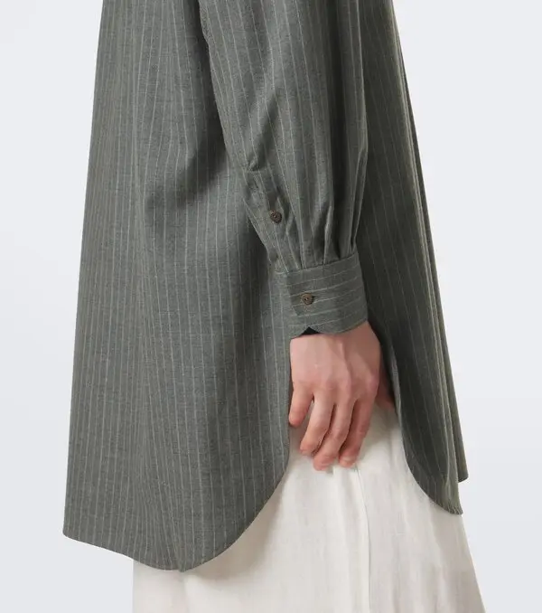 STOFFA Stòffa Chalk Stripe Wool Shirt
