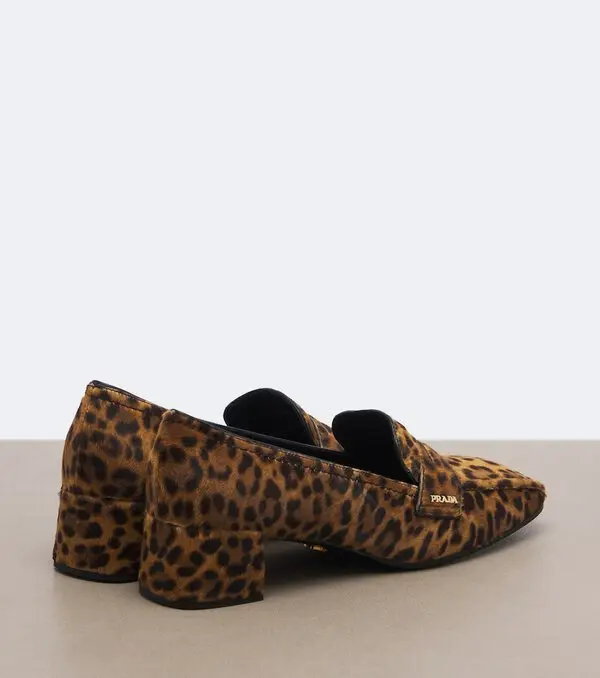 Prada Leopard-print Calf Hair Loafer Pumps