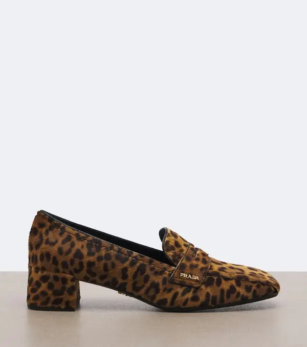 Prada Leopard-print Calf Hair Loafer Pumps