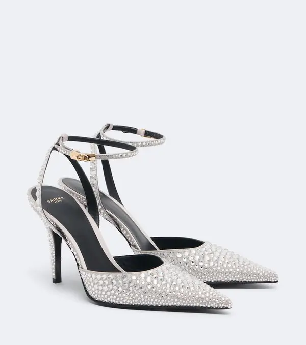 Balmain Crystal-embellished Slingback Pumps - Silver