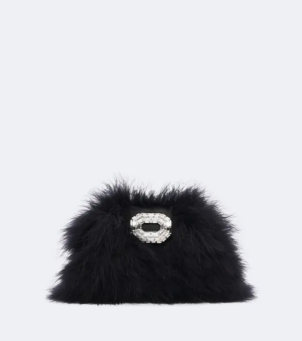 Amina Muaddi Camelia Embellished Feather Clutch