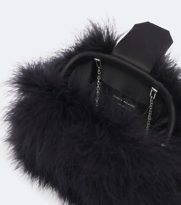 Amina Muaddi Camelia Embellished Feather Clutch