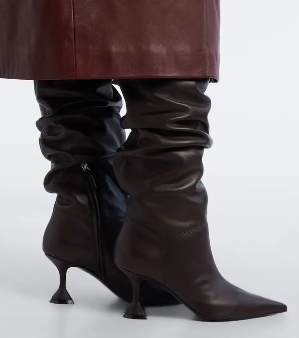 Amina Muaddi Olivia Leather Over-the-knee Boots