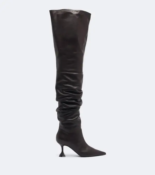 Amina Muaddi Olivia Leather Over-the-knee Boots