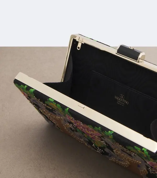 Valentino Garavani Berthe Embellished Jacquard Clutch
