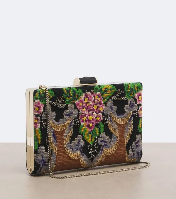Valentino Garavani Berthe Embellished Jacquard Clutch
