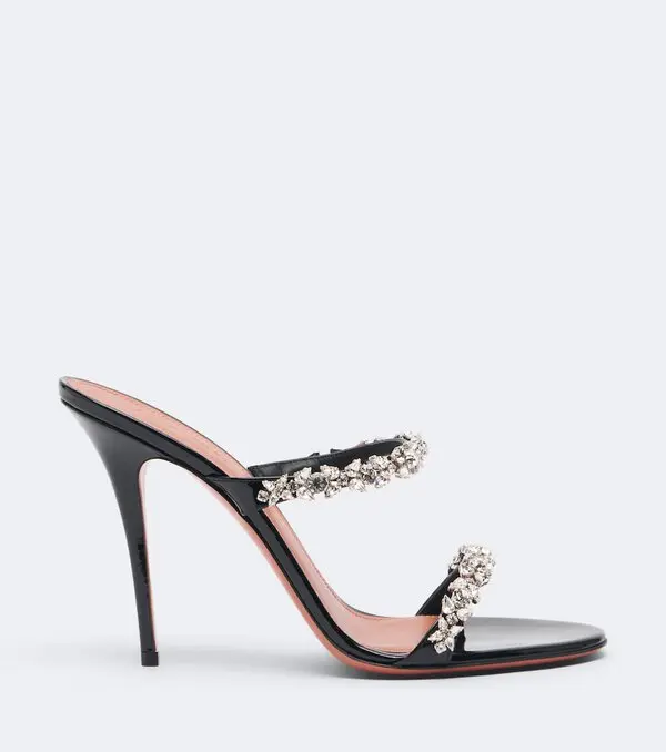 Amina Muaddi Elizabeth Embellished Leather Mules