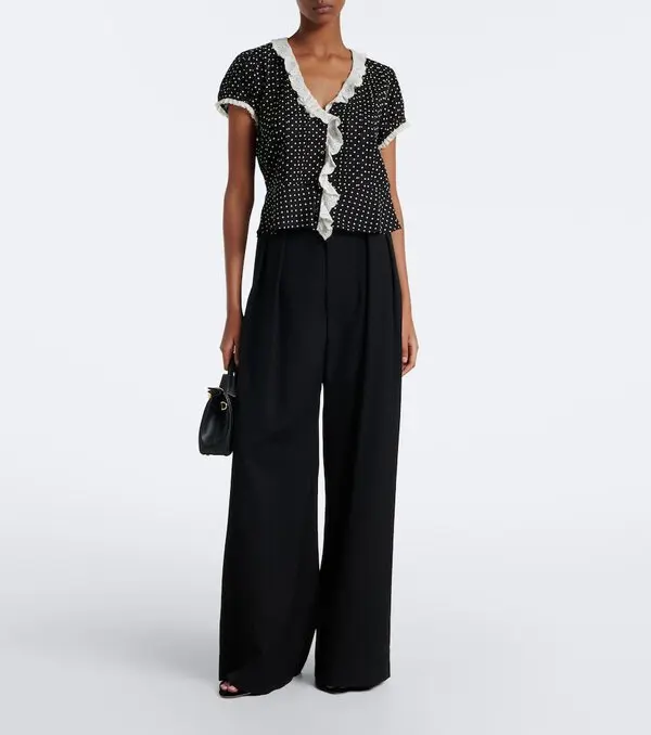 DÔEN Orella Polka-dot Cotton Voile Top - Black