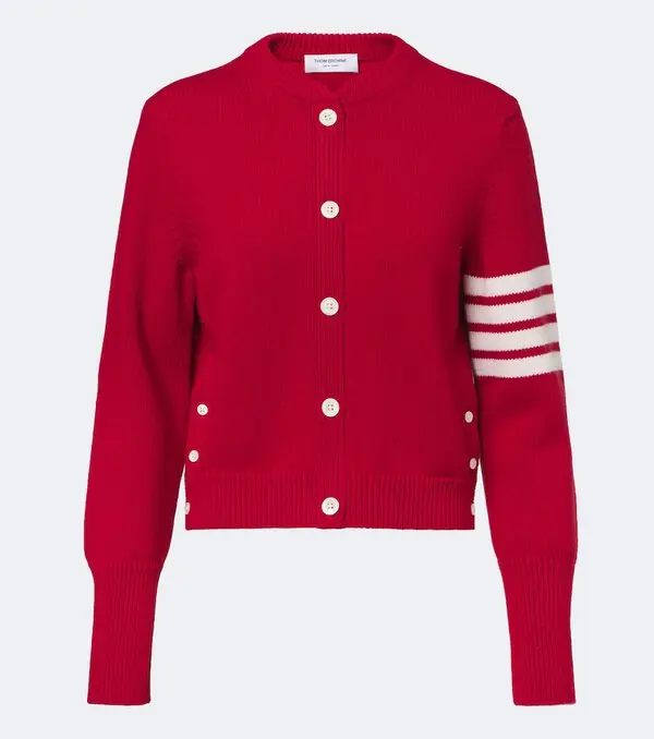 Thom Browne 4-bar Wool Cardigan - Red