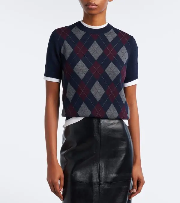 Tory Burch Argyle Wool Sweater