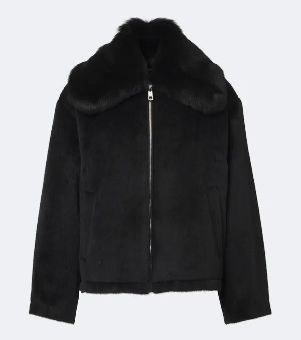 Dolce & Gabbana Shearling-trimmed Alpaca And Wool Jacket - Black