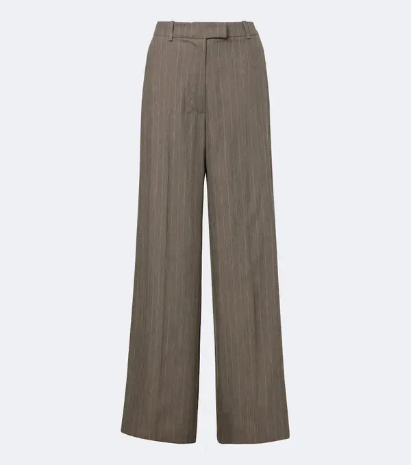THE FRANKIE SHOP Brickell Pinstripe Wide-leg Pants - Beige