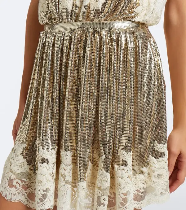 Rabanne Lace-trimmed Chainmail Miniskirt