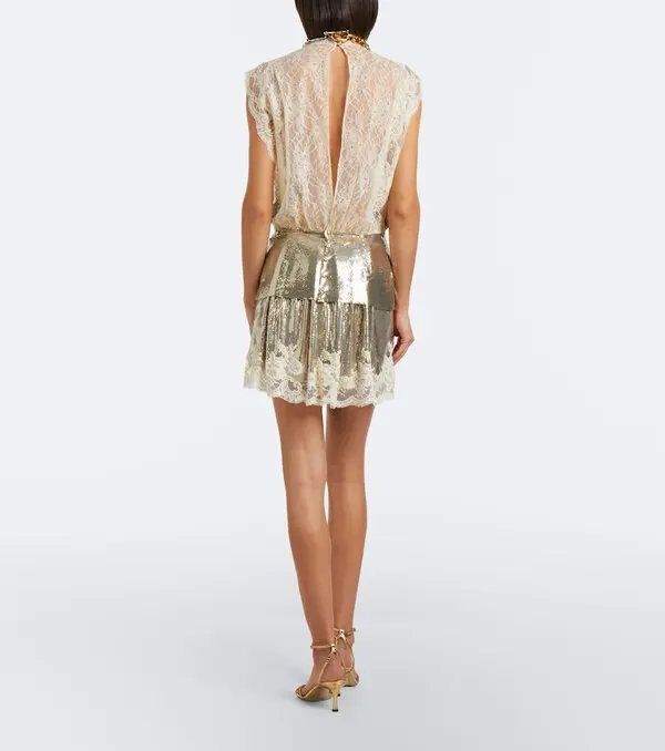 Rabanne Lace-trimmed Chainmail Miniskirt