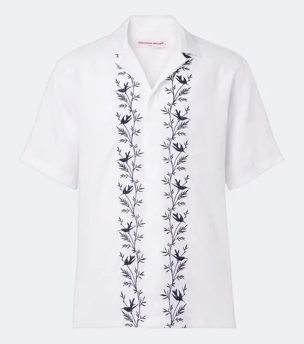 Orlebar Brown Maitan Embroidered Linen Shirt - White